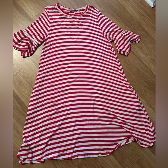 riah fashion | Dresses | Womens Red White Stripe Aline Dress | Poshmark